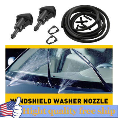 Windshield Washer Squirter Water Pump & Nozzles Kit Spray Fluid Hose ...