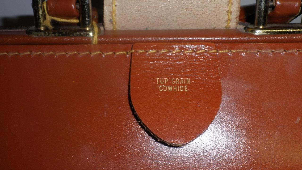 Vintage Tan Cowhide Leather Briefcase With Secure Lock & Key By Cheney ...