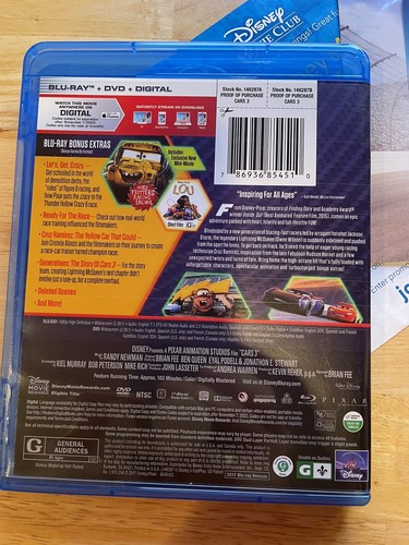 Cars 3 Blu-ray & DVD 2-disc set Disney Pixar cartoon movie sequel ...