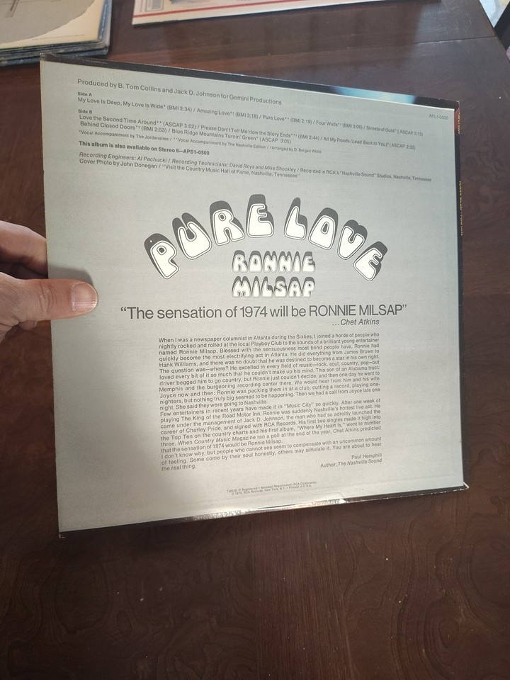 RONNIE MILSAP - Pure Love (1974, Vinyl LP) “Love The Second Time Around ...