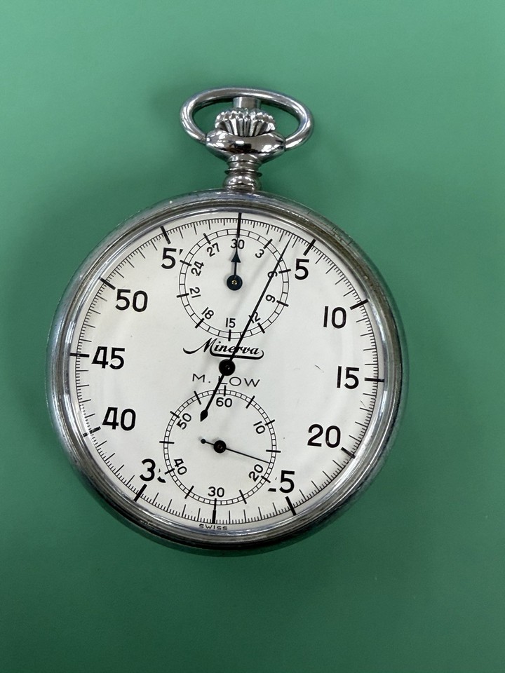 Vintage Minerva Split Seconds High Grade 11J Stop Watch Timer Running ...