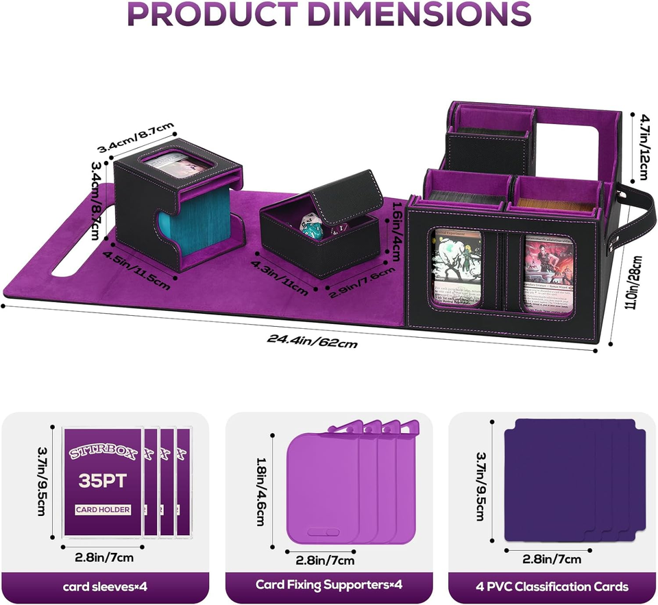 MTG Trading Card Storage Box with Dividers & Toploaders - Black ...