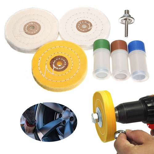 Metal Cleaning & Polishing Buffing Wheel Kit With Compound Blocks for ...
