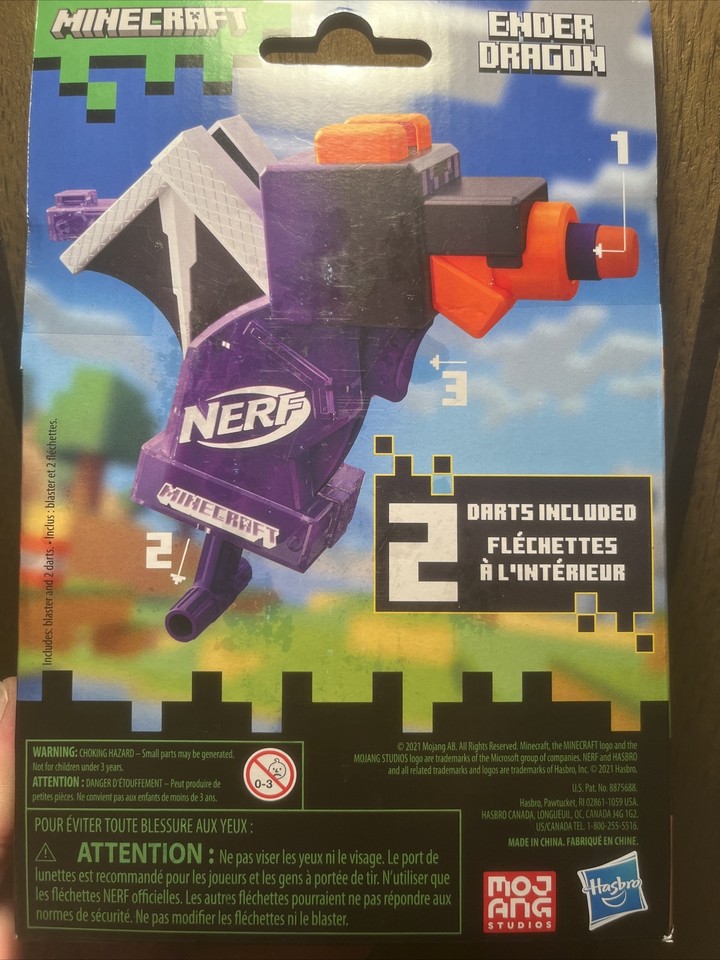 NEW Hasbro F4423 Nerf MicroShots Minecraft ENDER DRAGON Mini Blaster ...
