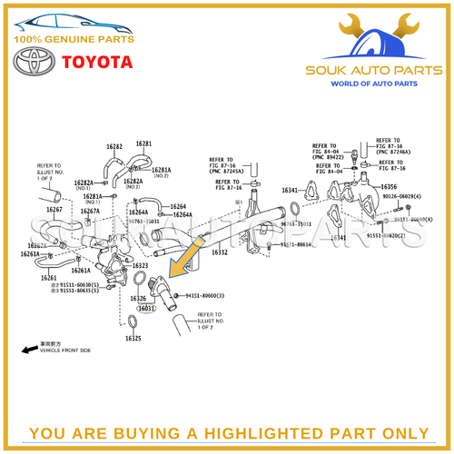 16031-31011 Genuine Toyota WATER INLET SUB-ASSY, w/THERMOSTAT ...