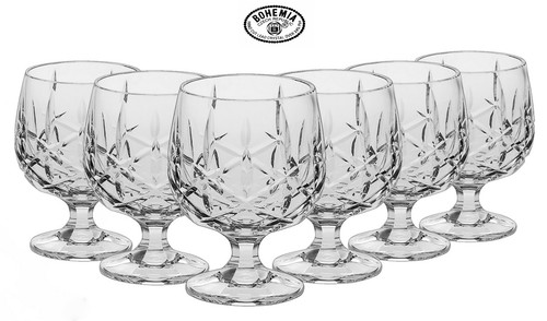 Bohemia Crystal Sheffield Brandy 250ml 6pc Crystal Wine Glass 52820 ...