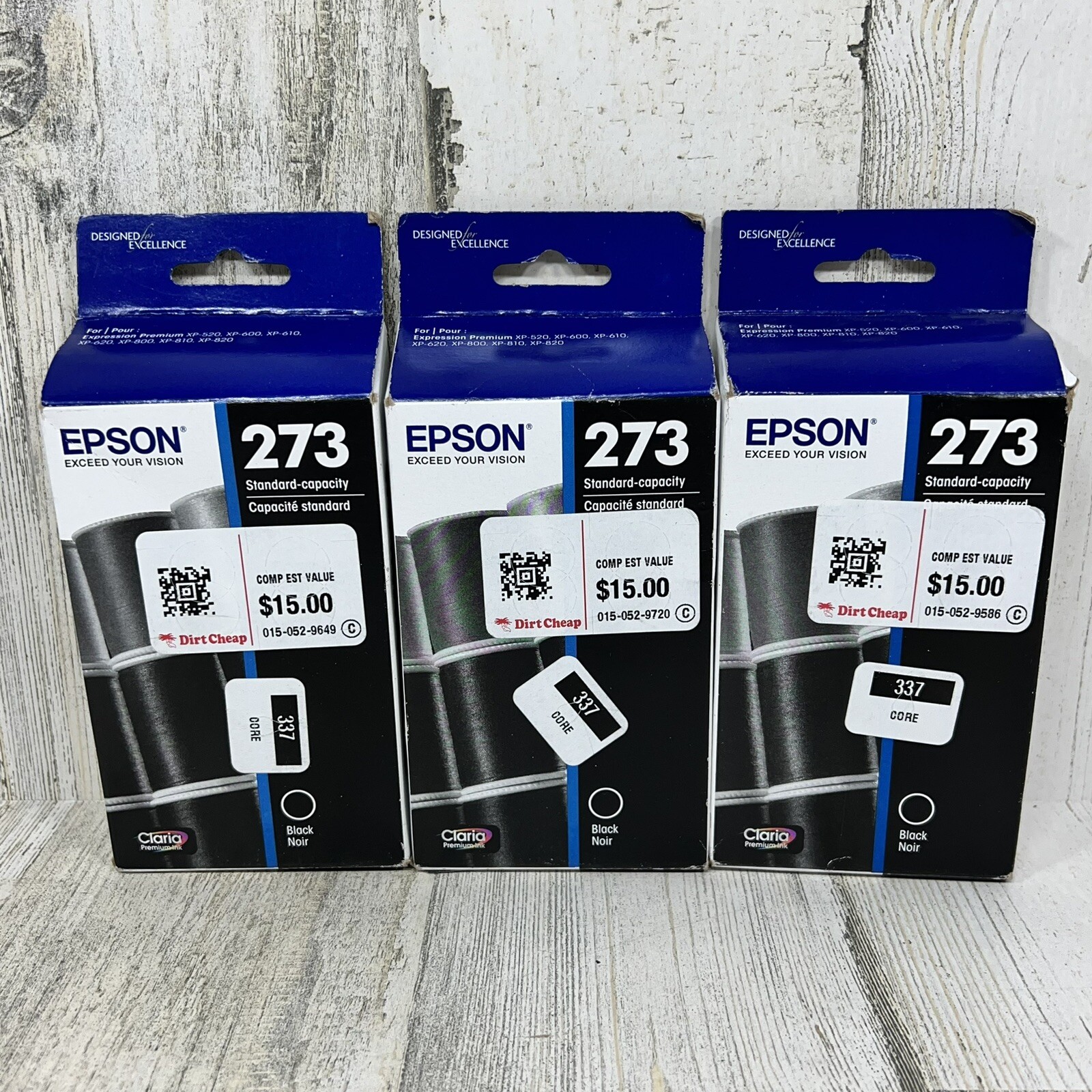 Lot of 3 EPSON 273 Standard Capacity Black Ink Cartridges Genuine ...