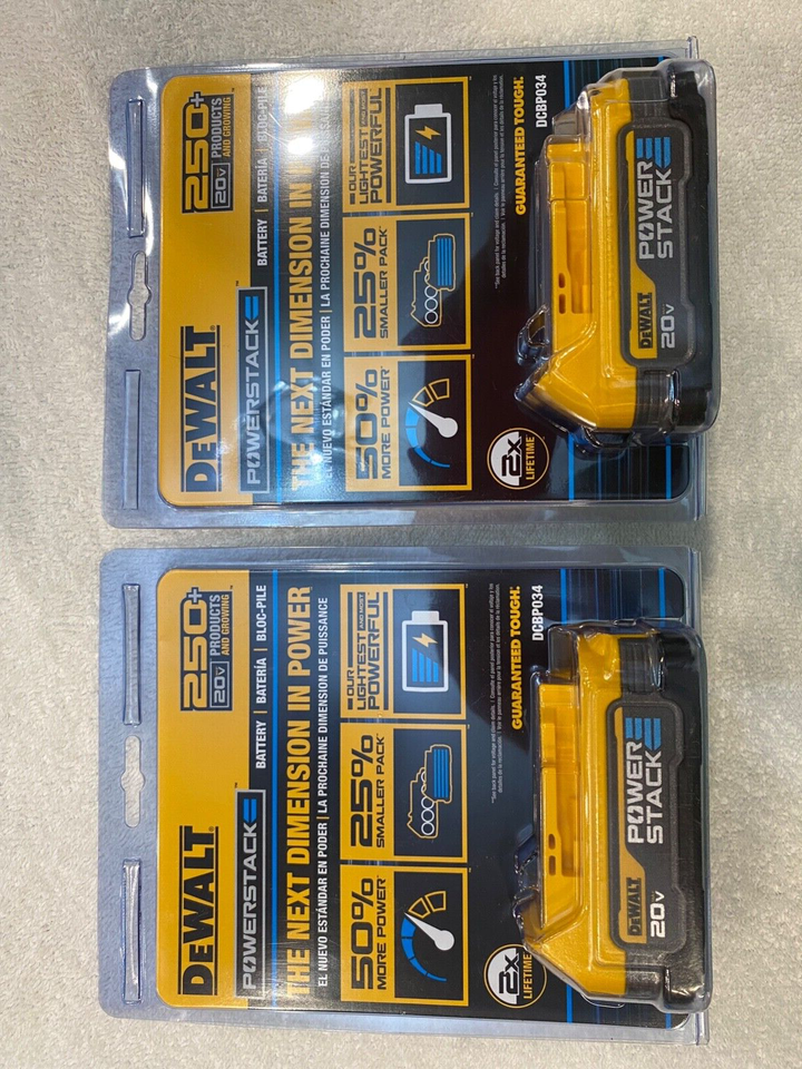 2 New Dewalt DCBP034 20V 20 Volt Max Powerstack Compact Batteries ...