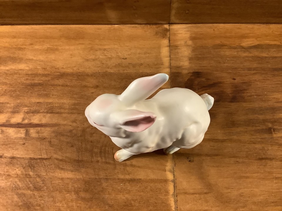 Vintage Lefton Albino White Bunny Rabbit Figurine Pink Accents Pink ...