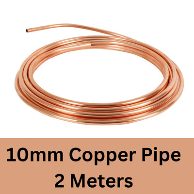 10mm - 2 Meters - Copper Pipe Tube Coiled Flexible Microbore Water Gas ...