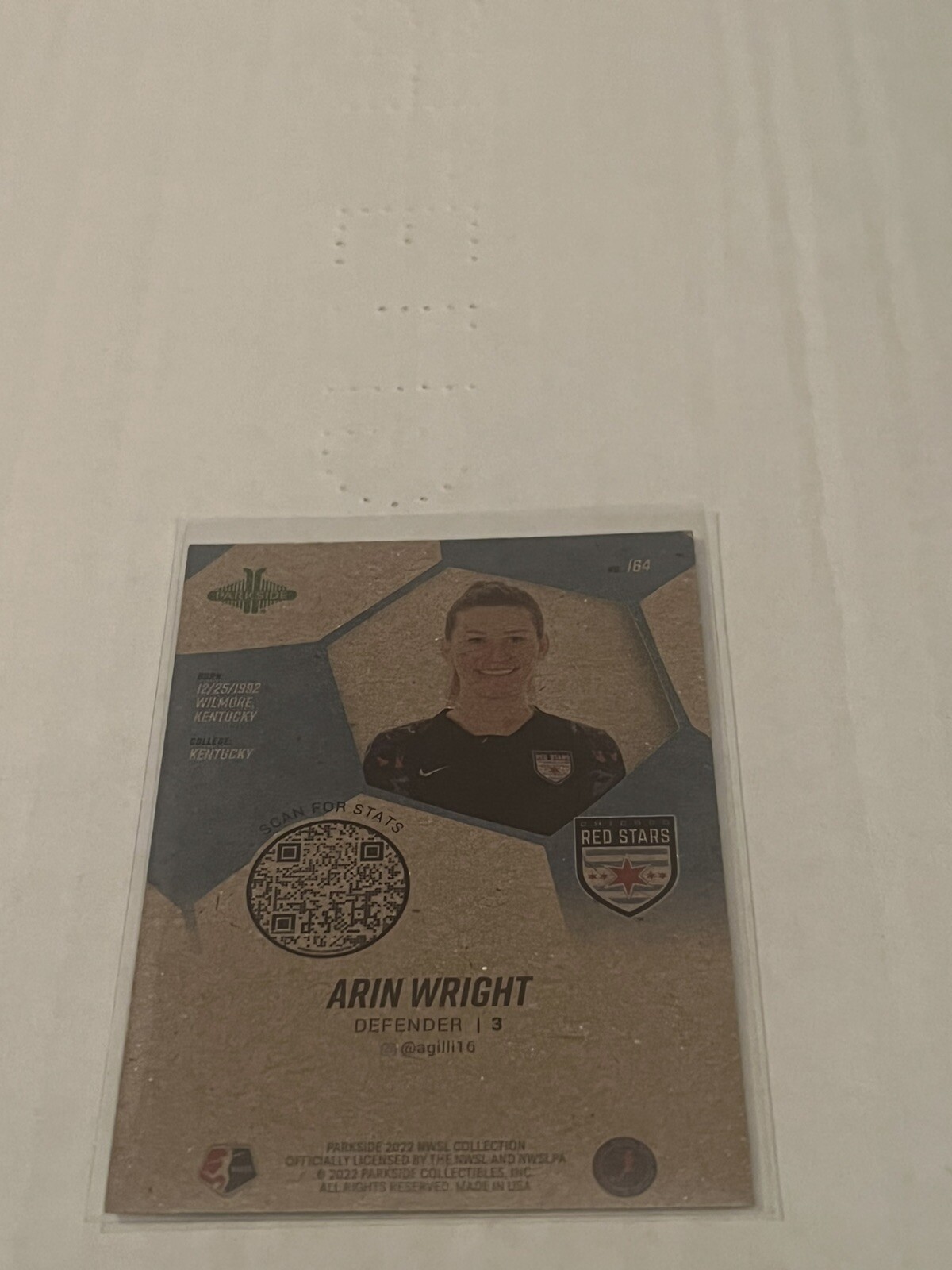 2022 Parkside NWSL Arin Wright Vintage Stock Parallel /200 PR Chicago ...