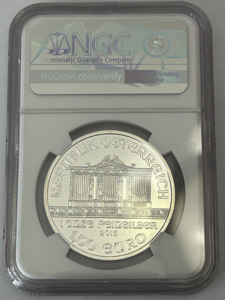 2015 Austria 1.5 Euro Vienna Philharmonic Silver NGC MS 69 Coin 0.999 ...