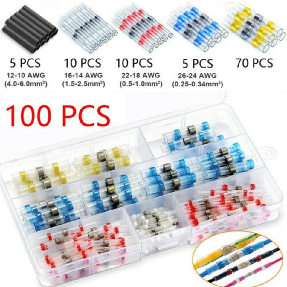 100pcs Heat-shrinkable Soldered Sleeve Connectors Crimped Terminals ...
