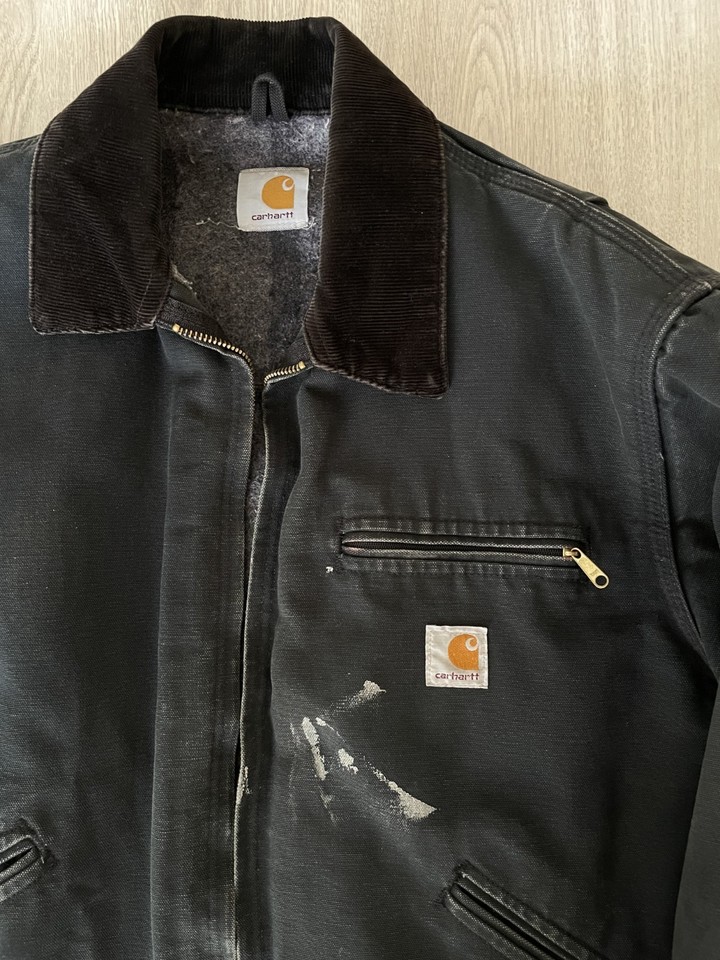 Vintage Black Carhartt Detroit Jacket J01 BLK Size Large | eBay