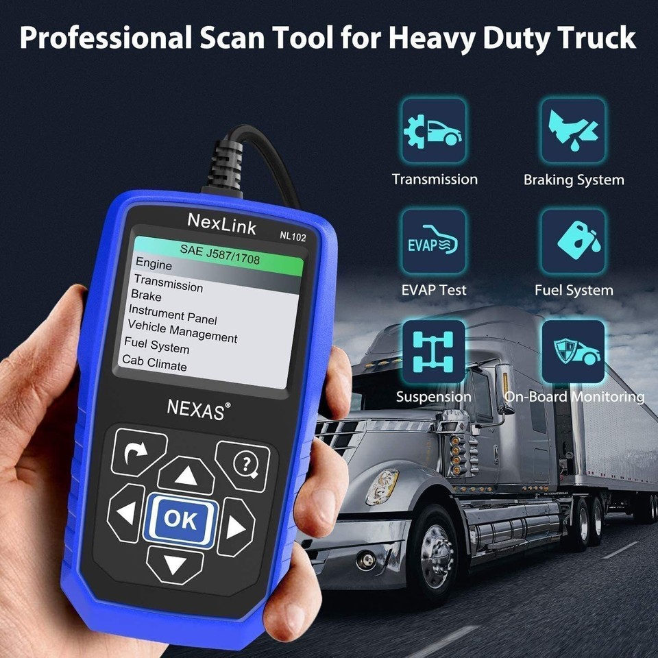 NEXAS Heavy Duty Truck Scanner NL102 OBD/ EOBD HDOBD Diagnostic Tool ...