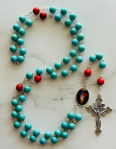 Vintage Blue & Red Divine Mercy Holy Rosary For Catholic Prayers ...