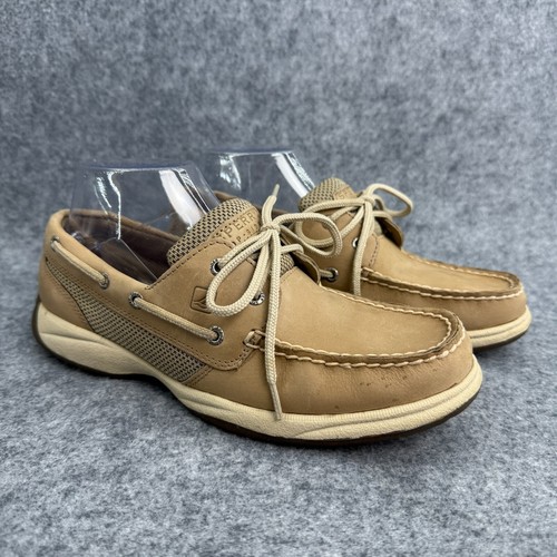 SPERRY Top Sider Womens 8 Boat Shoes Tan Classic Leather Loafers Summer ...