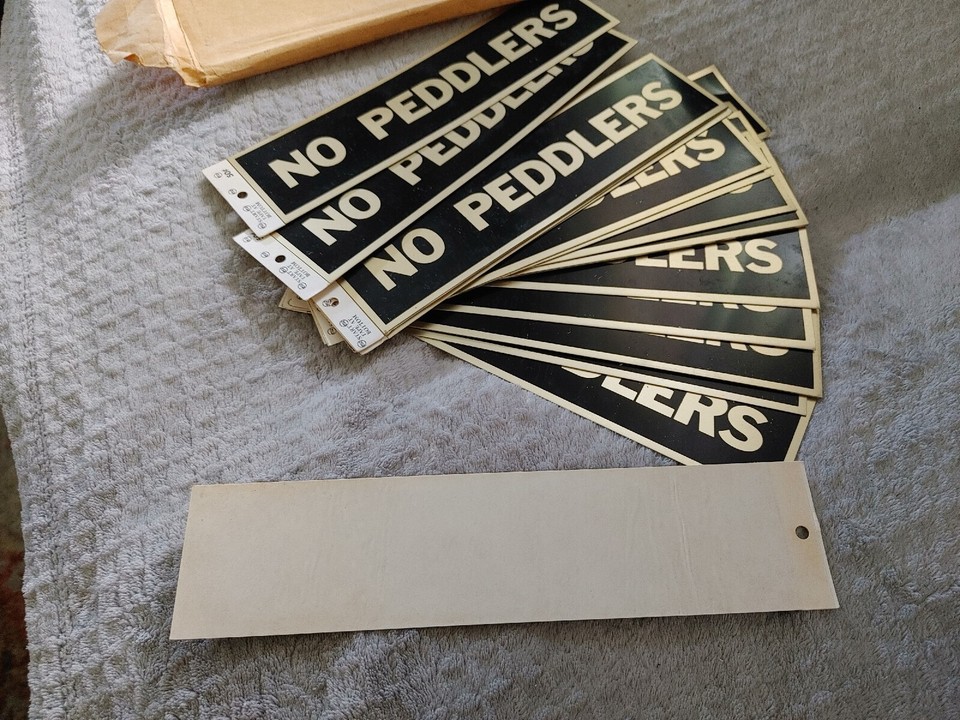 Vintage Thin Aluminum NO PEDDLERS sign, 8x2 Inches, NOS | eBay