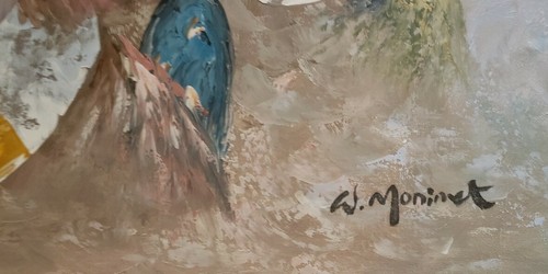 Signed William Moninet - Three Circus Clowns - Original Art Large Oil ...