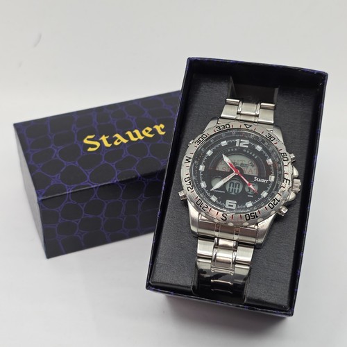 Stauer Compendium Hybrid Mens Quartz Watch 19093 Large Dial 47mm Analog ...