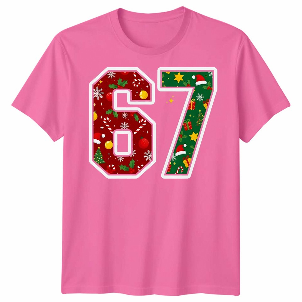 Six Seven 67 Christmas Number Mens T-Shirt Womens Tee Festive Holiday ...