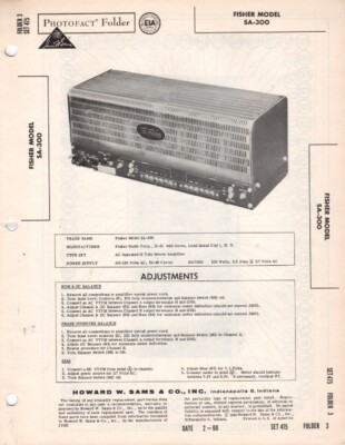 Fisher- Model SA-300 - Amplifier - Original Service Manual - 1960 | eBay
