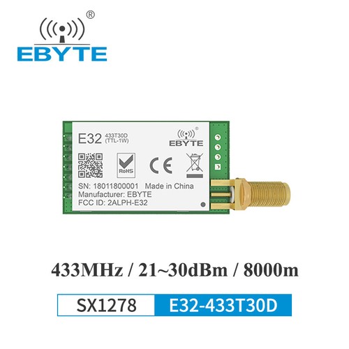 EBYTE LoRa Module 433MHz E32-433T30D 30dBm Long Range 433 MHz ...