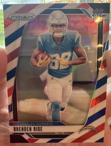 2024 Prizm Football Red White Blue BRENDEN RICE Rookie Card Los Angeles ...