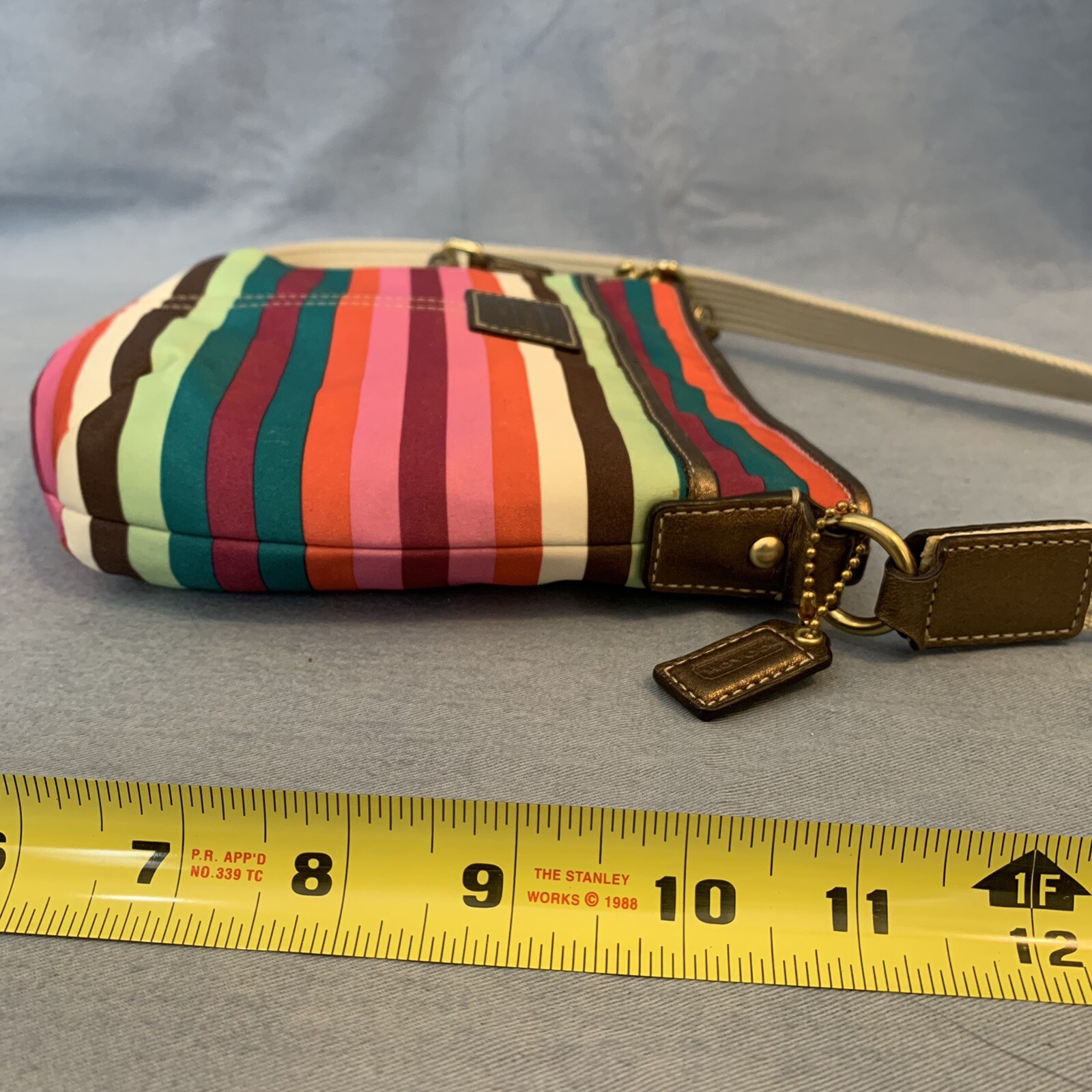 Coach Multicolor Stripe Satin Crossbody Bag - Gem