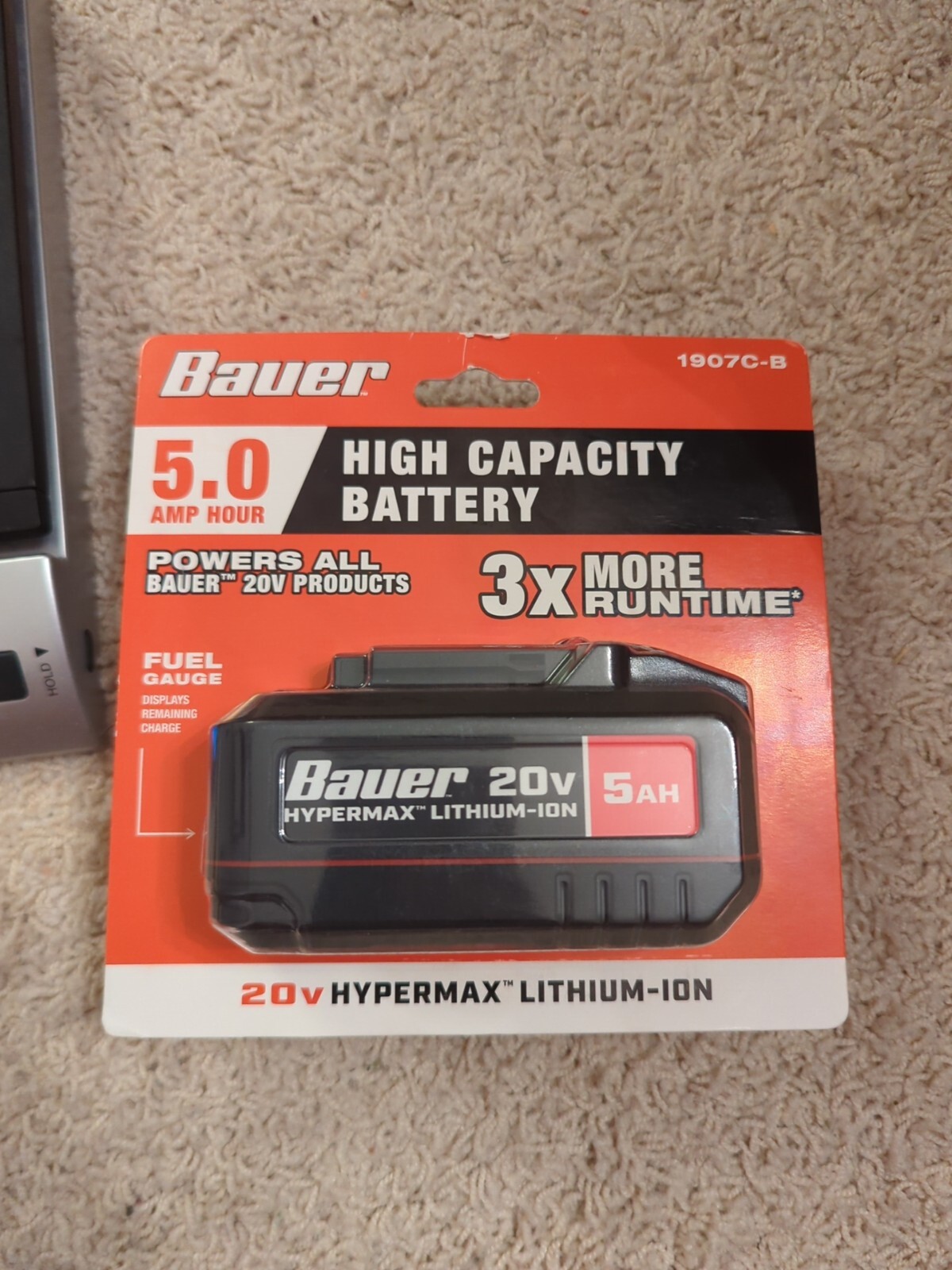 Bauer 20V Hypermax Lithium 5.0Ah High- Rechargeable Battery 1907C-B new ...