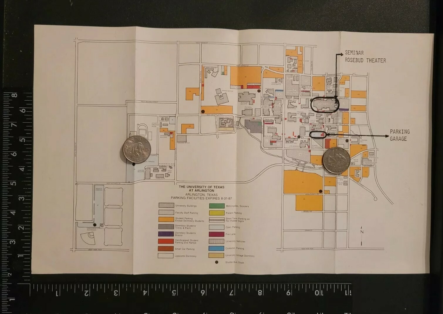 1987 UTA University of Texas Arlington Parking Lot Map Ephemera Dallas ...