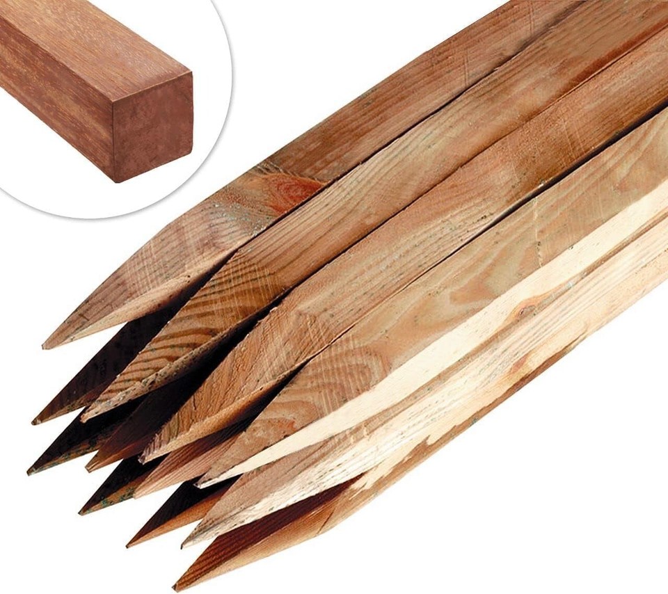 10 x Square Wooden Tree Stakes 1.5m (5ft) tall x 32mm wide pressure ...