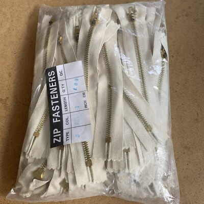 Raw (Cream) Nylon Zip No.5 Closed End Brass Gold Premium Zips Zipper x ...