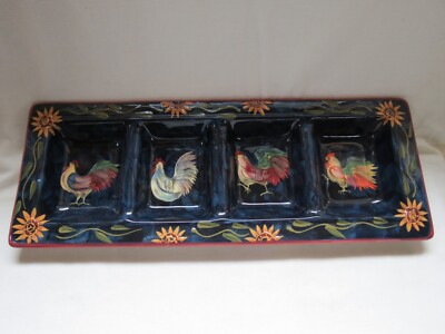 Certified International Susan Winget Retired Rooster 4-Section Serving ...