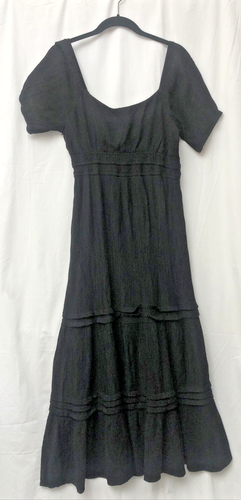 Max + Ash Women's Black Crepe Lined Full Length Maxi Peasant Dress ...