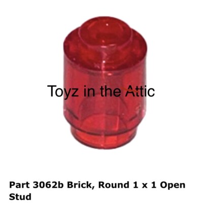 Lego 1x 3062b Trans-Red Brick, Round 1 x 1 Open Stud Robot Command ...