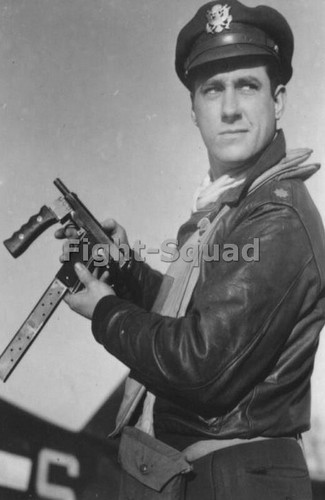 WW2 Picture Photo US Pilot with modified Gun Pistol Colt 1911 w Leather ...