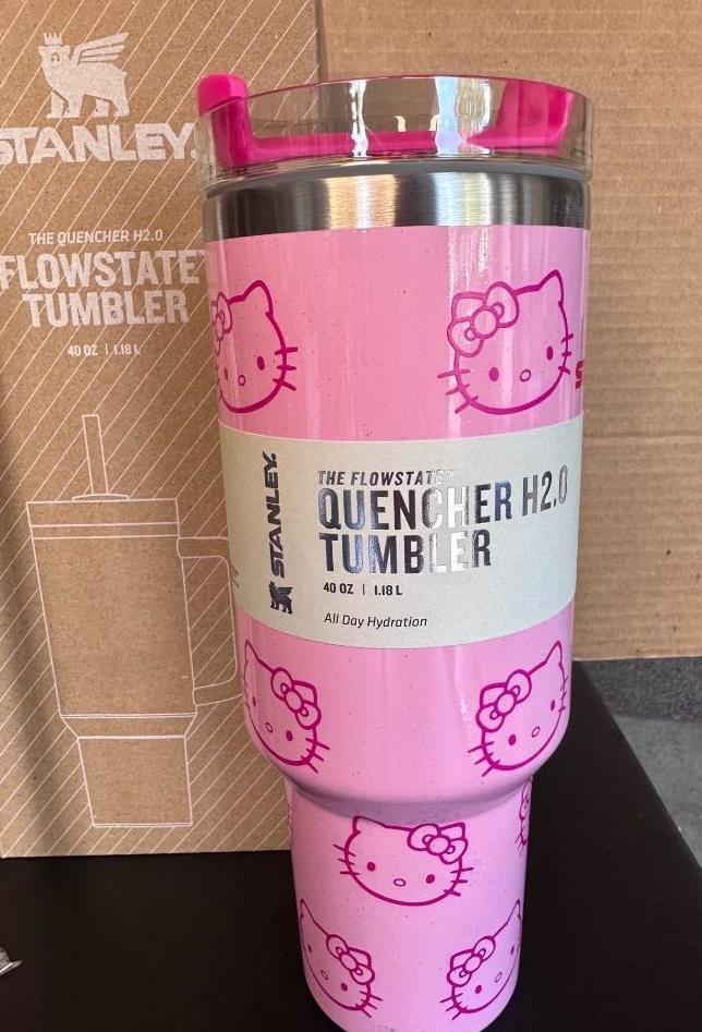 40oz Hello Kitty Stanley Cup Flowstate Tumbler - Hot Pink - Glitter Edition