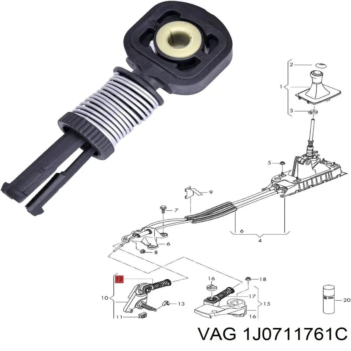 GENUINE OE VW GOLF GTI JETTA 5 SPEED MANUAL SHIFT CABLE END 1J0711761C ...