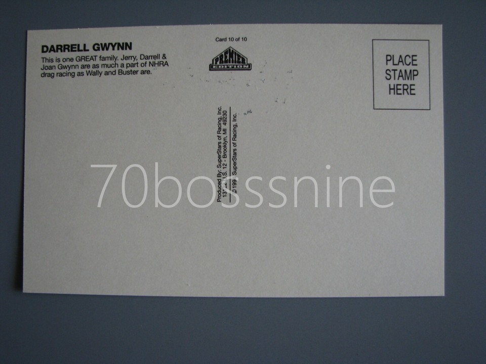 1994 DARRELL GWYNN TOP FUEL DRAGSTER NHRA DRAG RACING POSTCARD SET OF ...