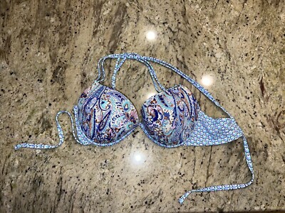 Victoria’s Secret Very Padded Blue Paisley Swimsuit Bikini Top 36D Sexy ...