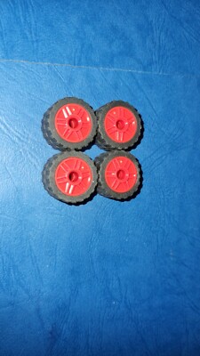 GENUINE LEGO LOT OF 4 WHEELS WITH RED RIMS IN VGC | eBay Australia