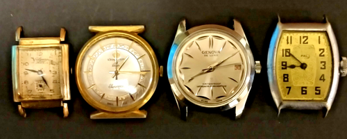 4 Vintage Men's Watches, Valjean, Kronatron, Genova, PAL, For Parts ...