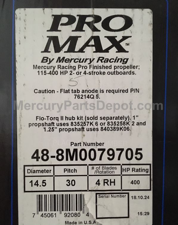 Mercury PRO Prop Max 14.5 x 30 Pitch RH 48-8M0079705 | 0745061920804 ...