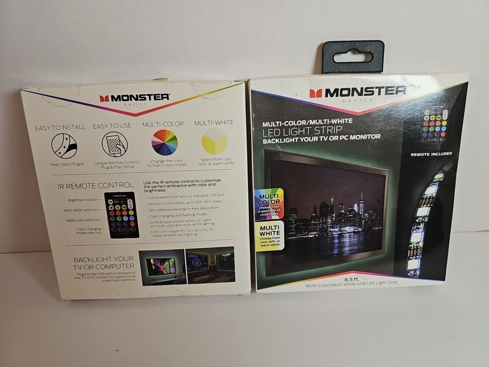 Monster Multicolor & Multi-White LED Light Strip (6.5') Set Of 2 | eBay