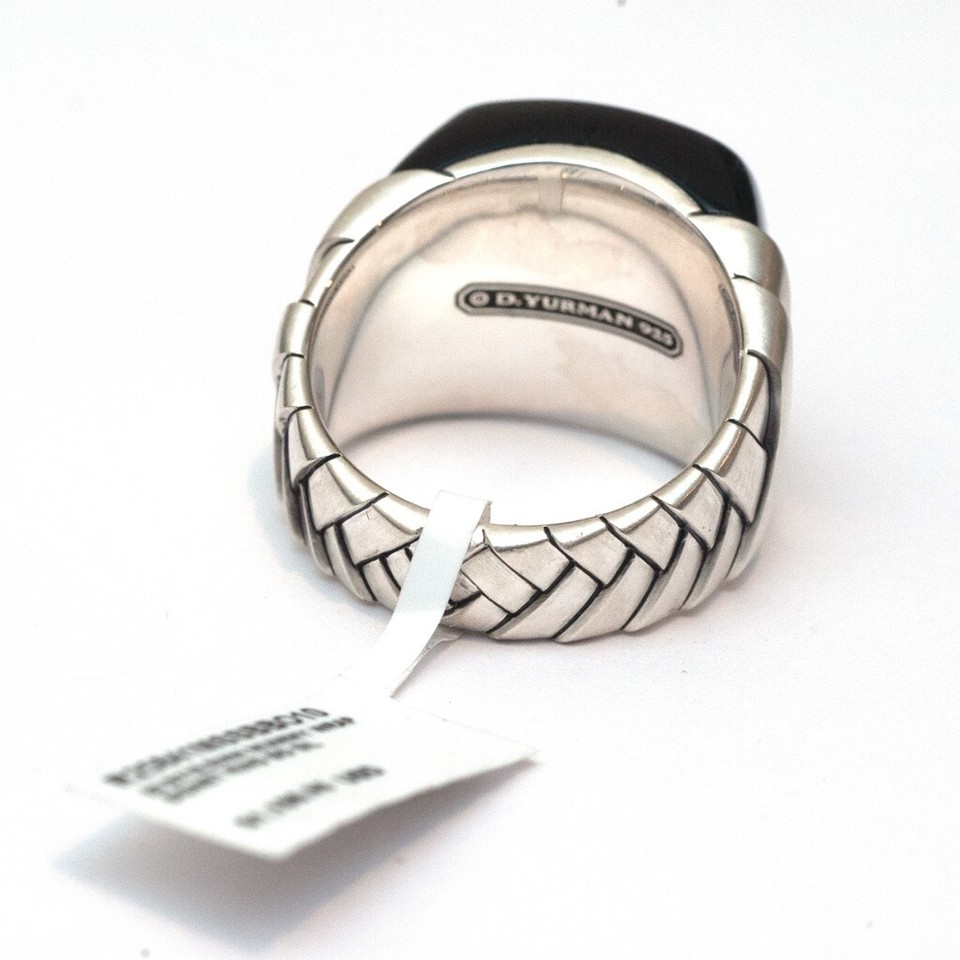 DAVID YURMAN New Men's 20.9x18.5mm Mummy Wrap Ring Silver Black Onyx ...