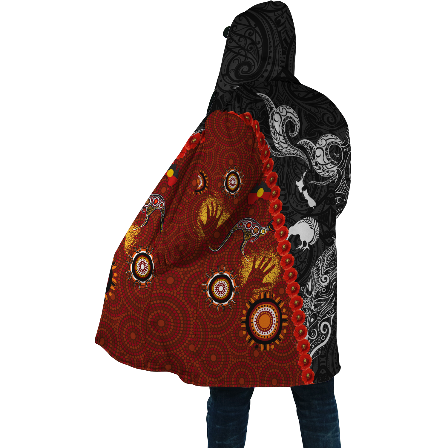 Sherpa Lined Aboriginal Indigenous Art 3D Printed Jacket Hooded Cloak ...