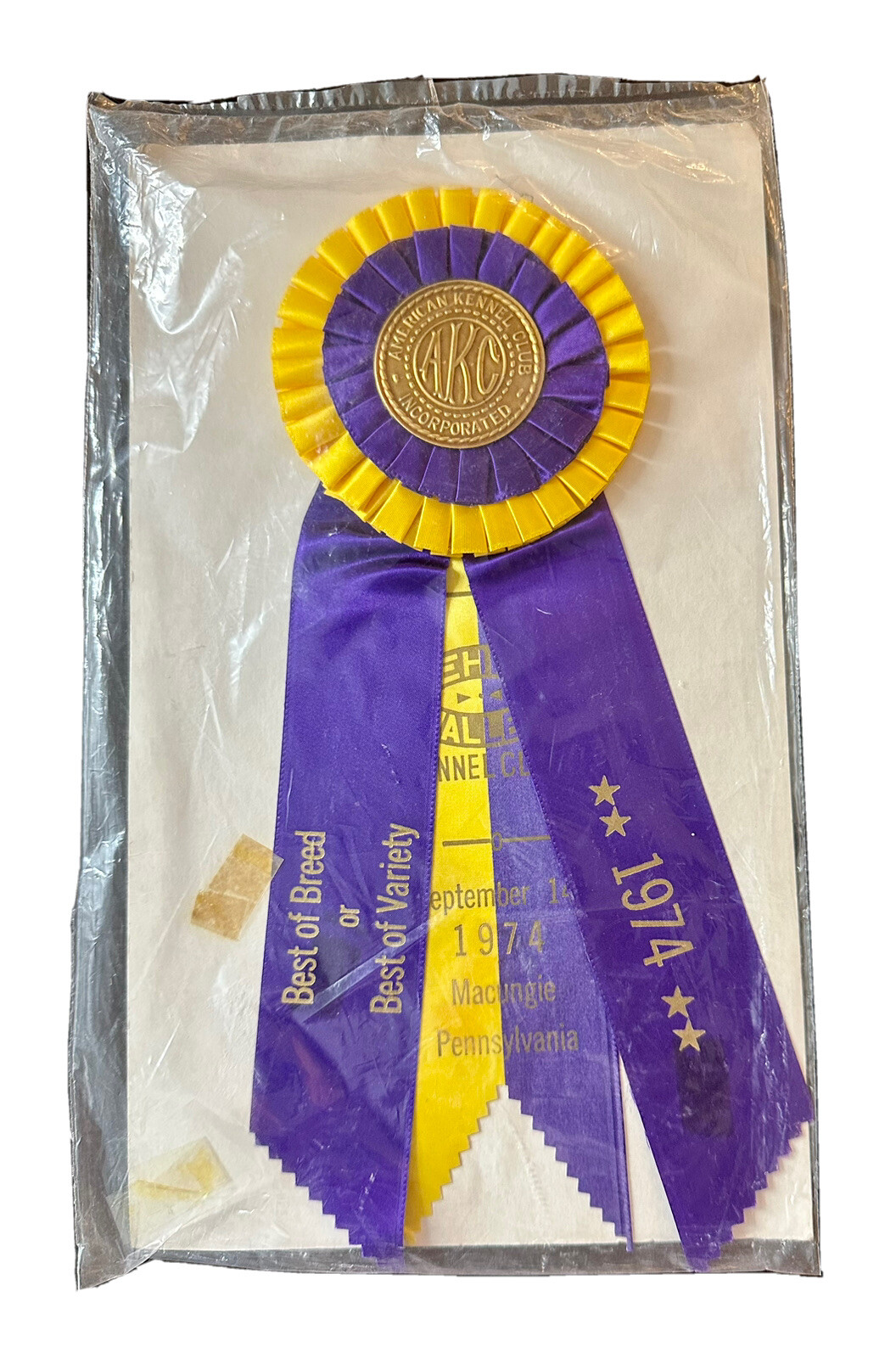 1974 AKC American Kennell Club ribbon best of breed Macungie ...