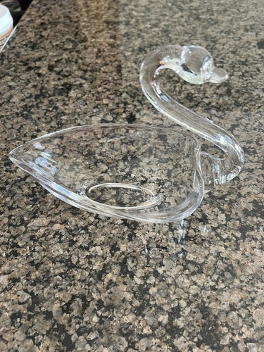 Vintage Duncan & Miller Clear Glass Swan Candy Trinket Dish Bowl Goose ...