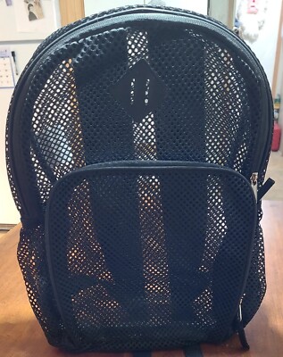 17.5" Black Mesh Backpack School Book Bag Tote NWOT | eBay